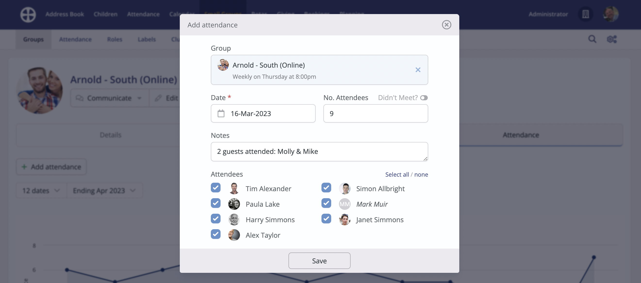 Managing small group attendance - ChurchSuite Support Articles