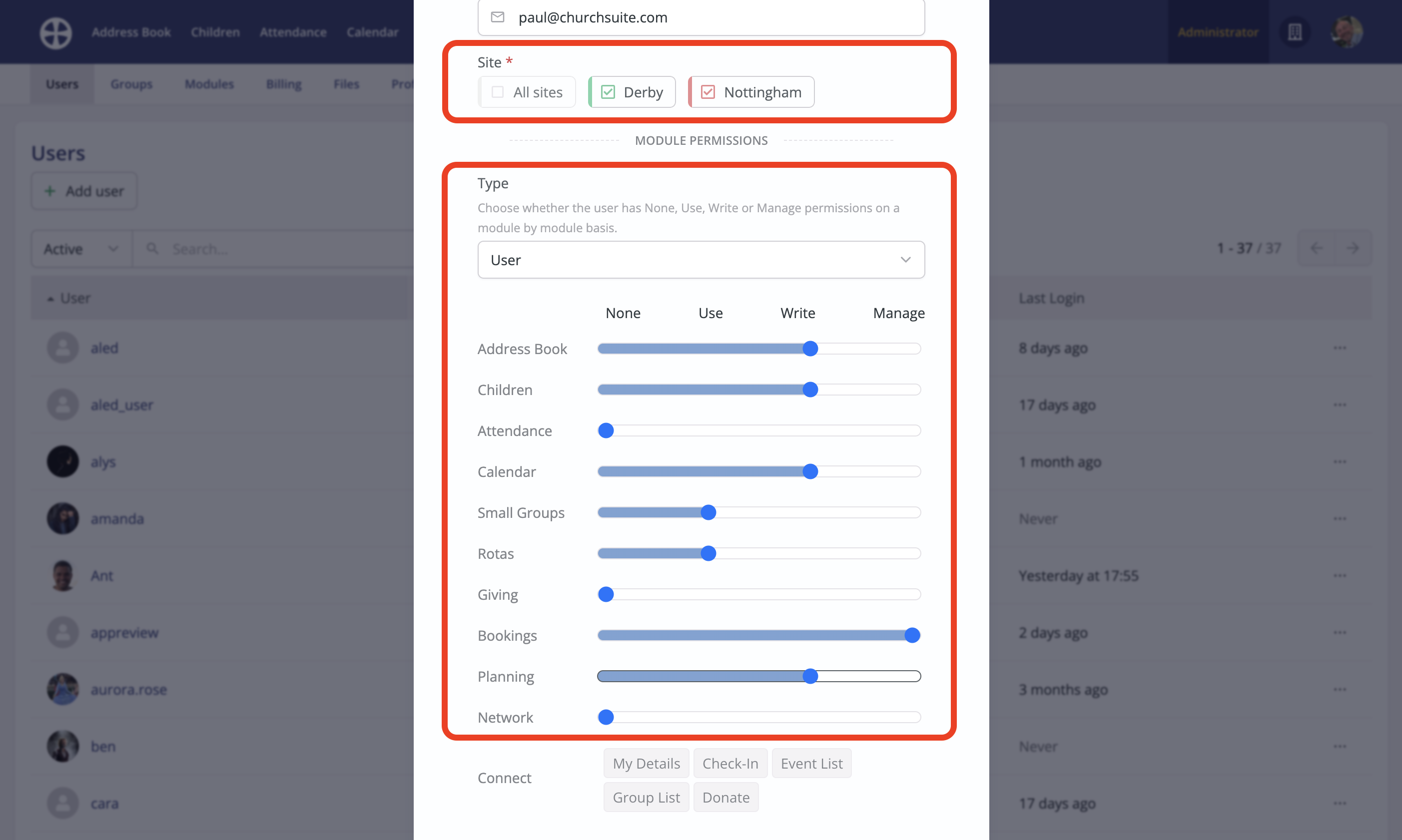Adding and managing users - ChurchSuite Support Articles