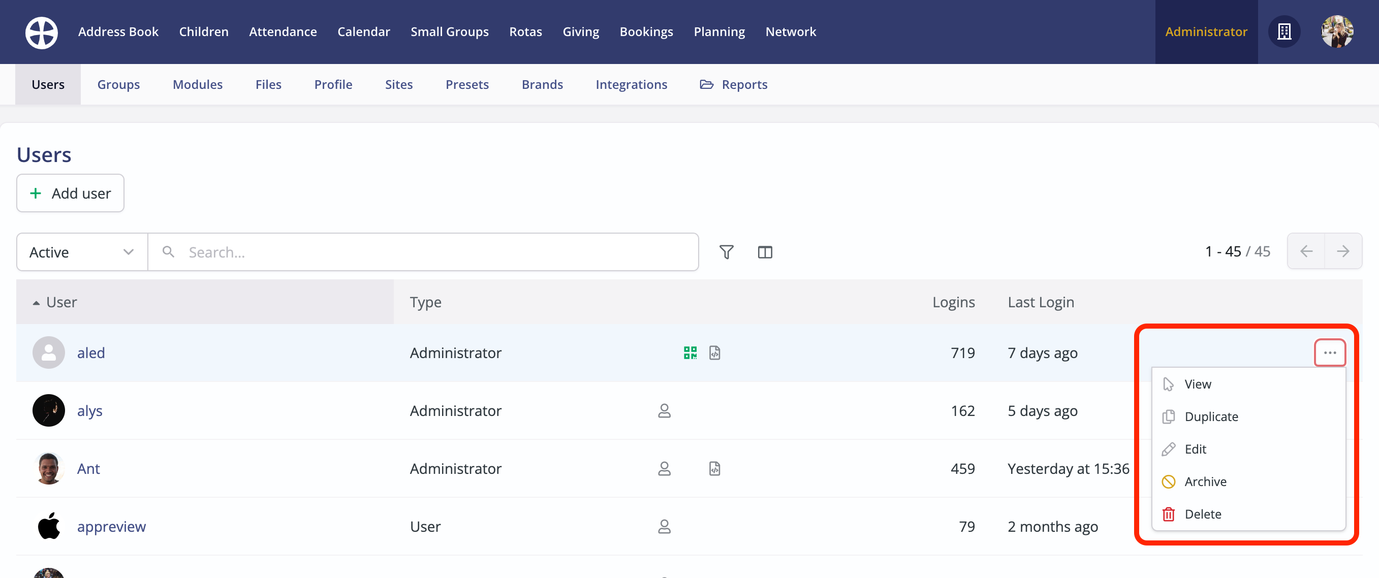 Adding and managing users - ChurchSuite Support Articles