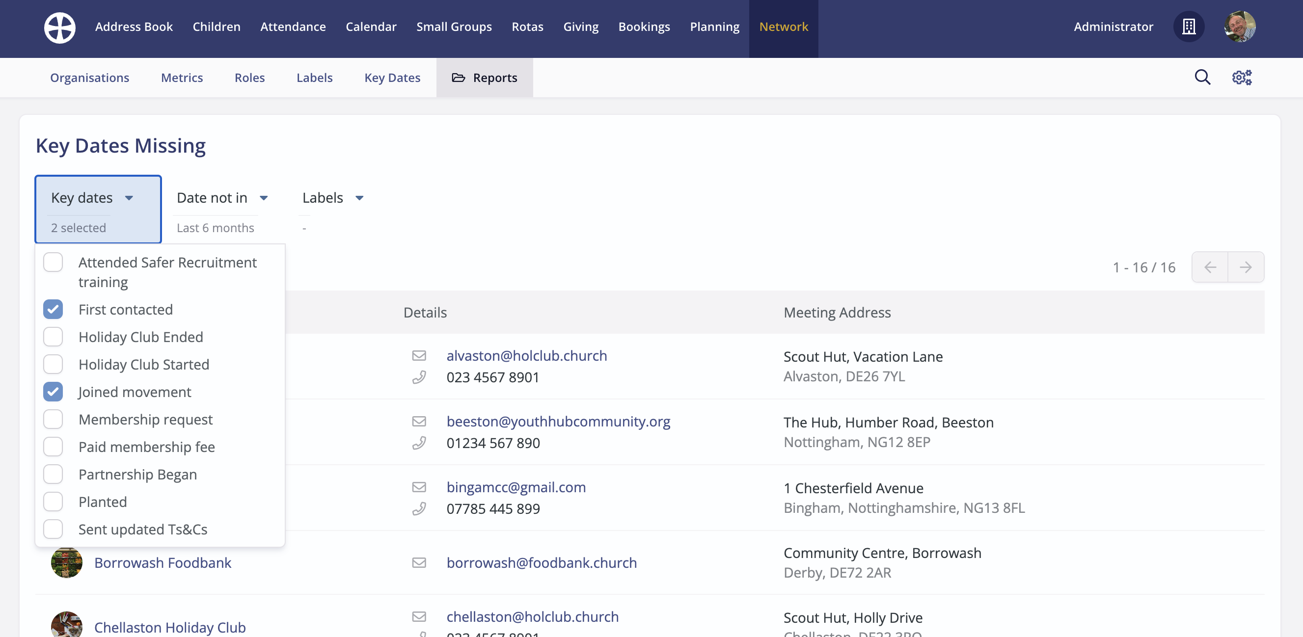 Adding and managing organisation key dates - ChurchSuite Support Articles