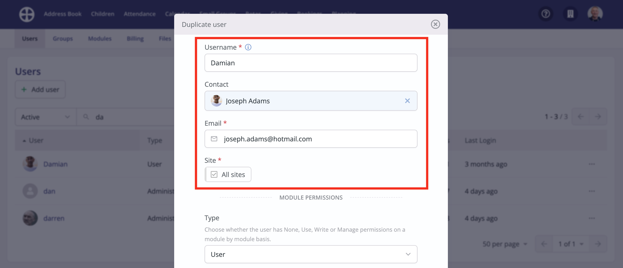Adding and managing users - ChurchSuite Support Articles