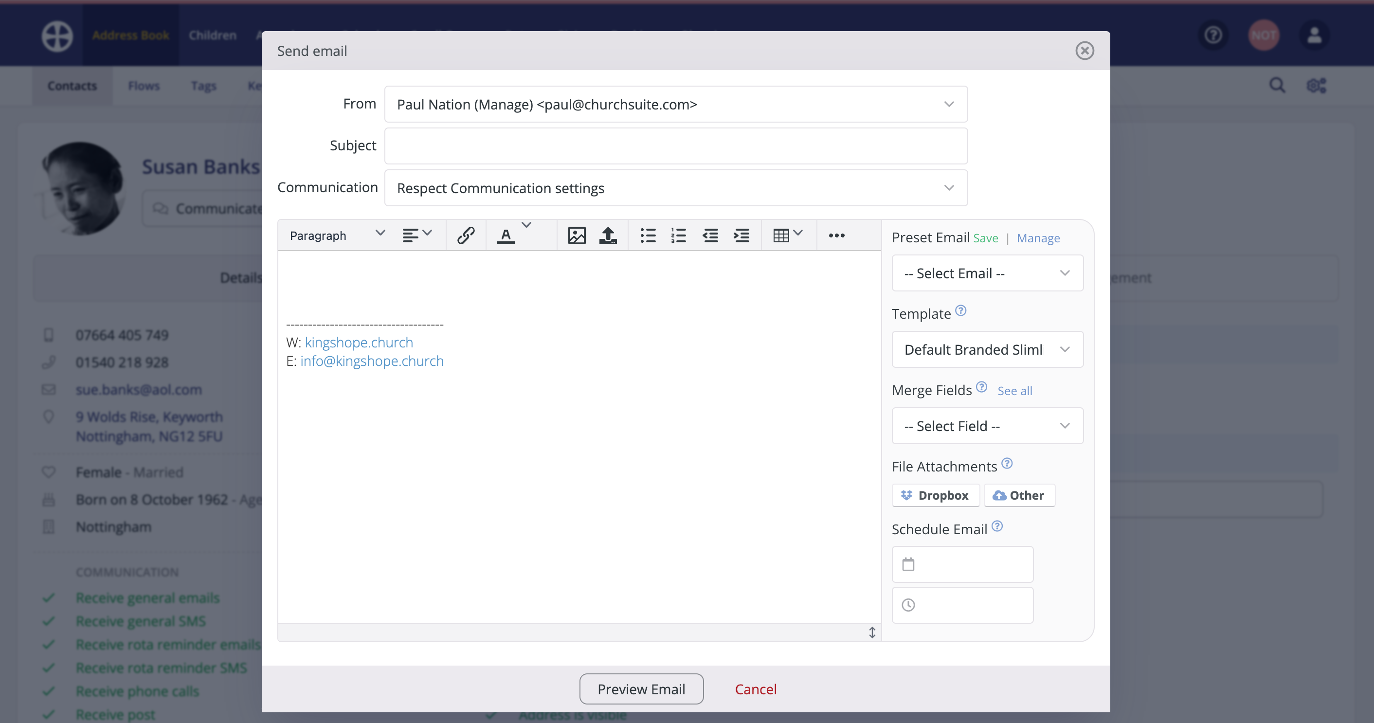 Personalised email signatures - ChurchSuite Support Articles