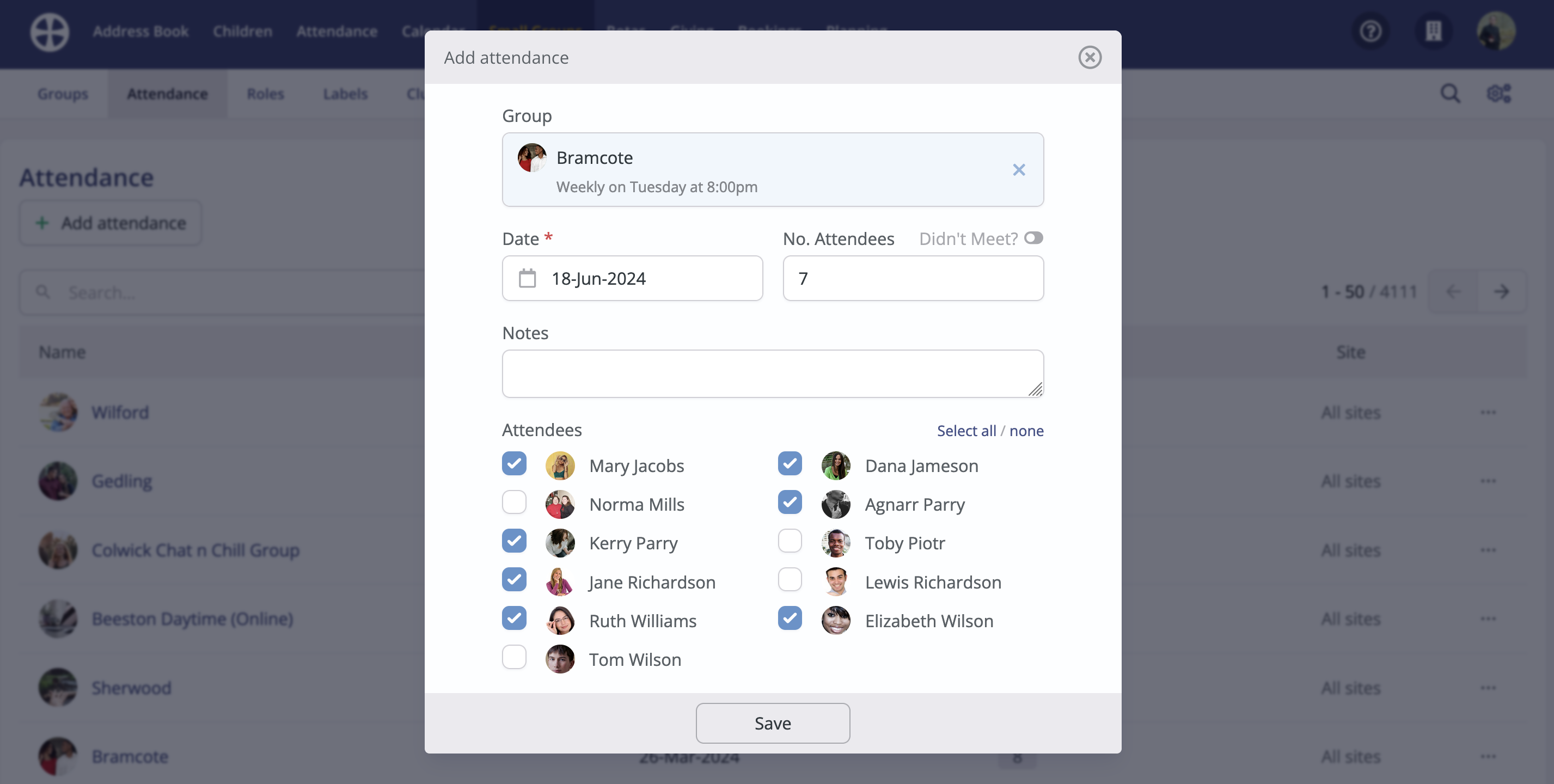 Managing small group attendance - ChurchSuite Support Articles