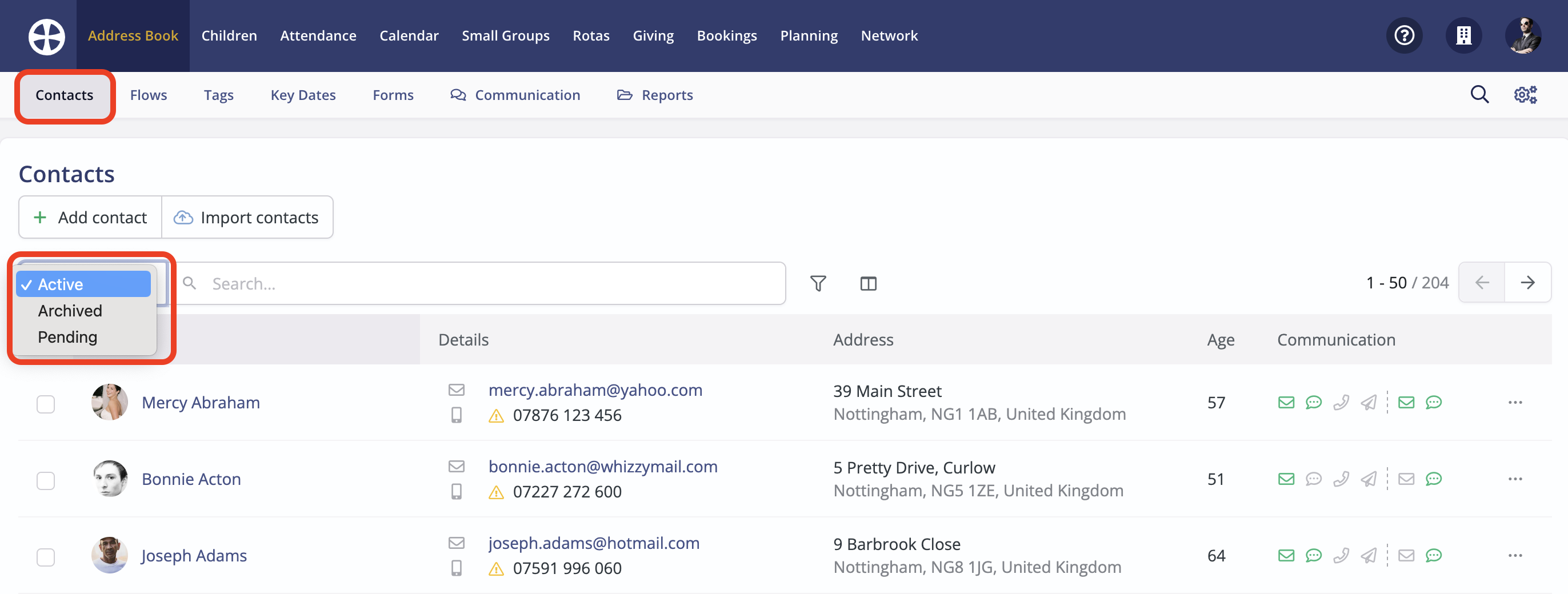 Adding contacts to the Address Book - ChurchSuite Support Articles