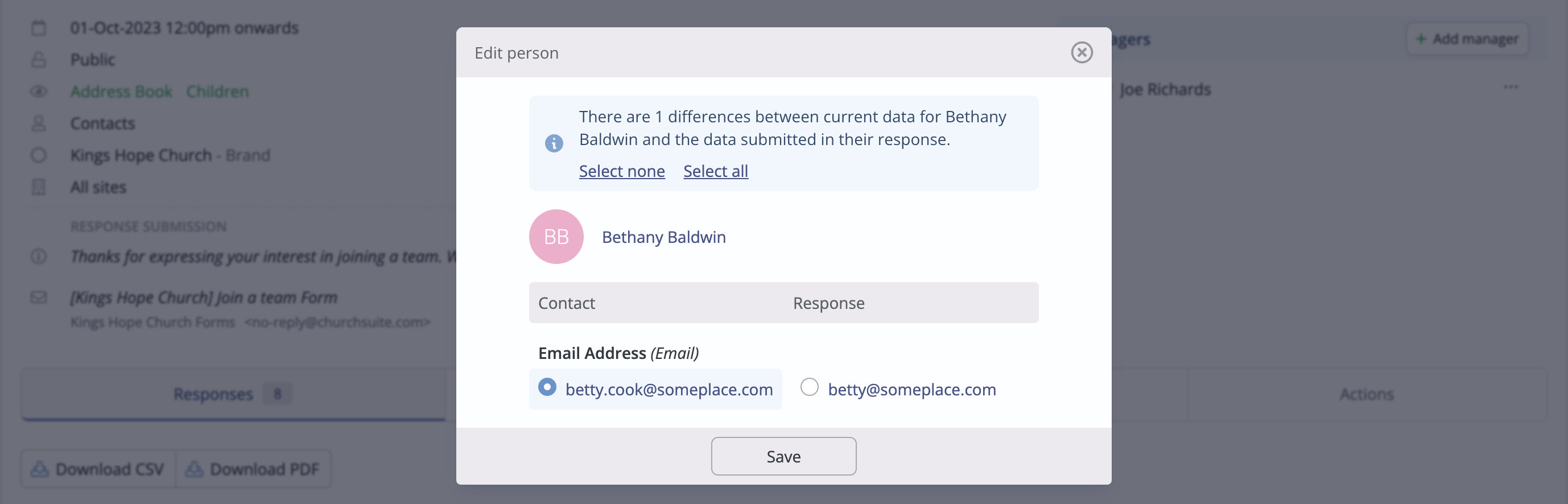 Managing form responses - ChurchSuite Support Articles