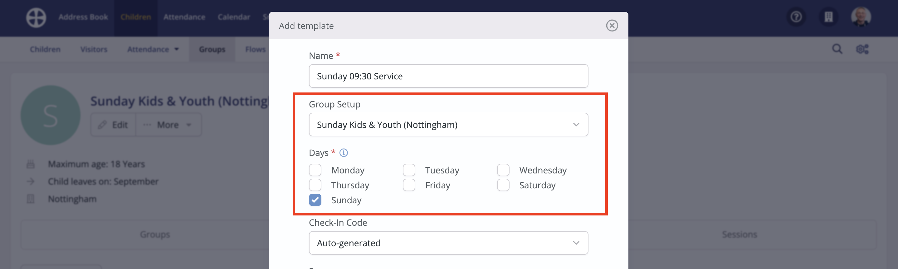 Check-In session templates - ChurchSuite Support Articles