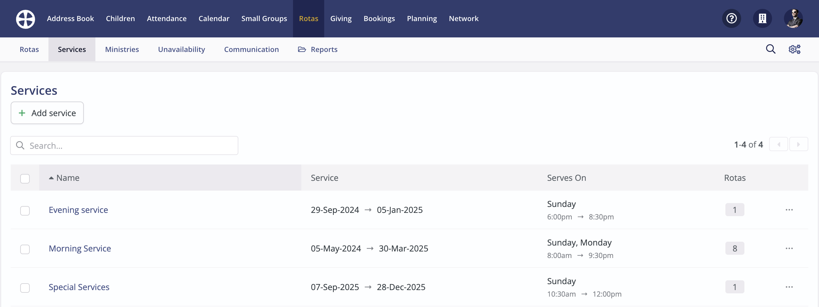 Assigning rotas to services - ChurchSuite Support Articles