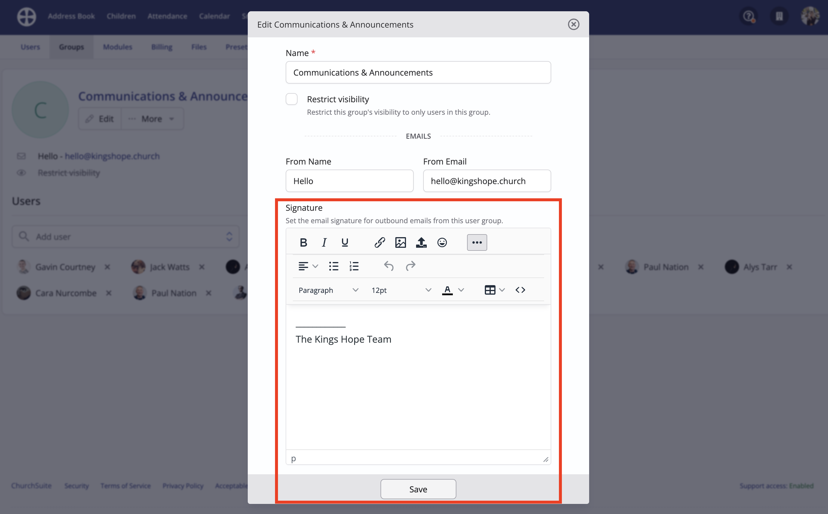 Personalised email signatures - ChurchSuite Support Articles