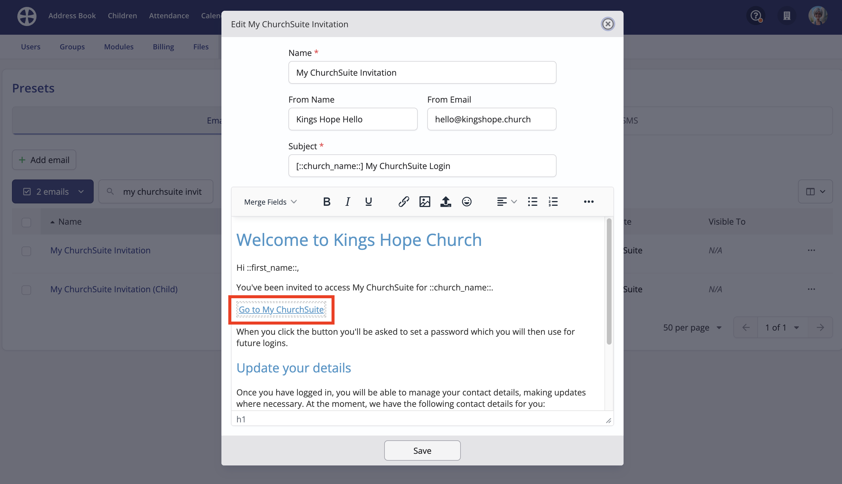 Send My ChurchSuite invitations to your members - ChurchSuite Support ...