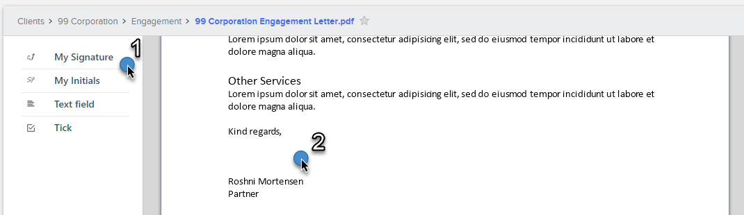 How do I sign a document myself and save it back to SuiteFiles? (Sign and save)