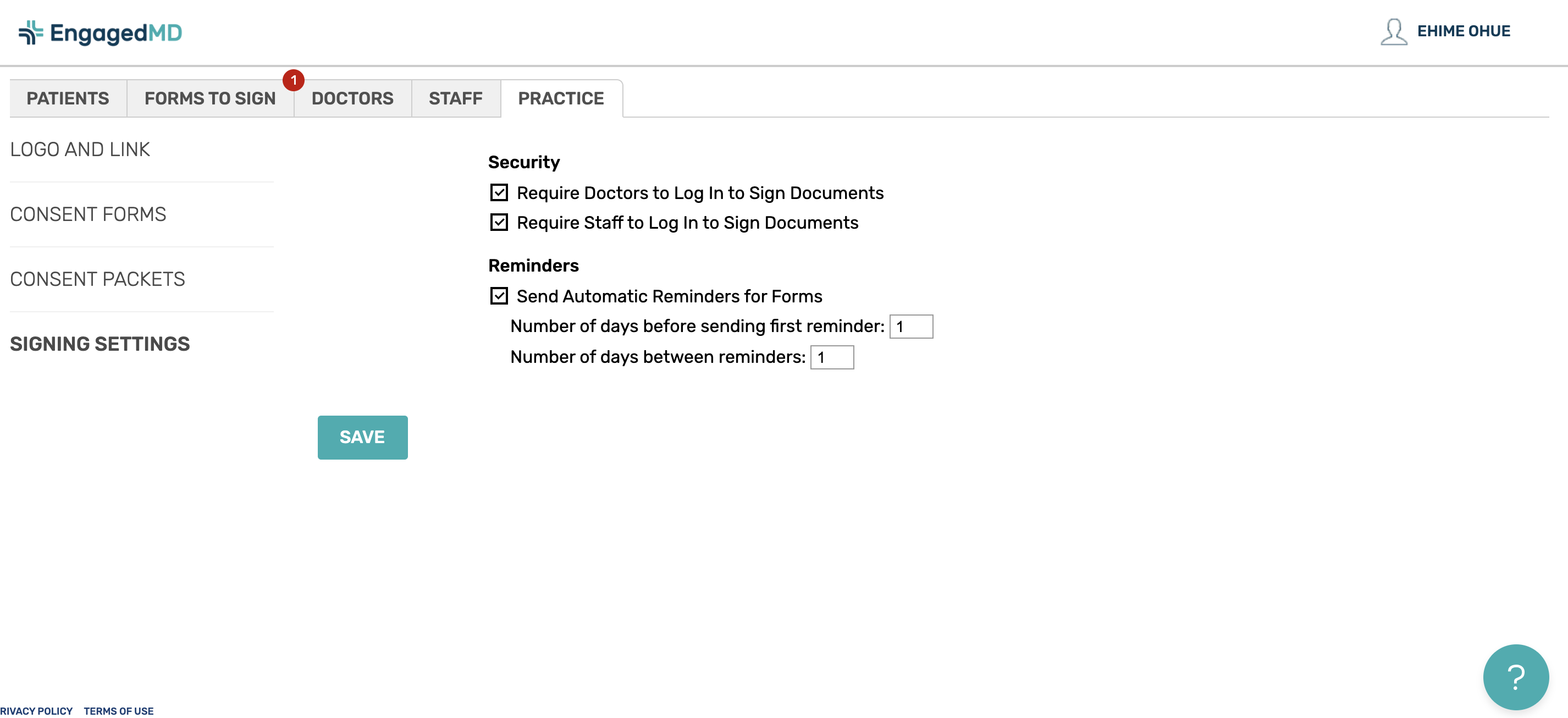 Practice Configuration - Signing – EngagedMD