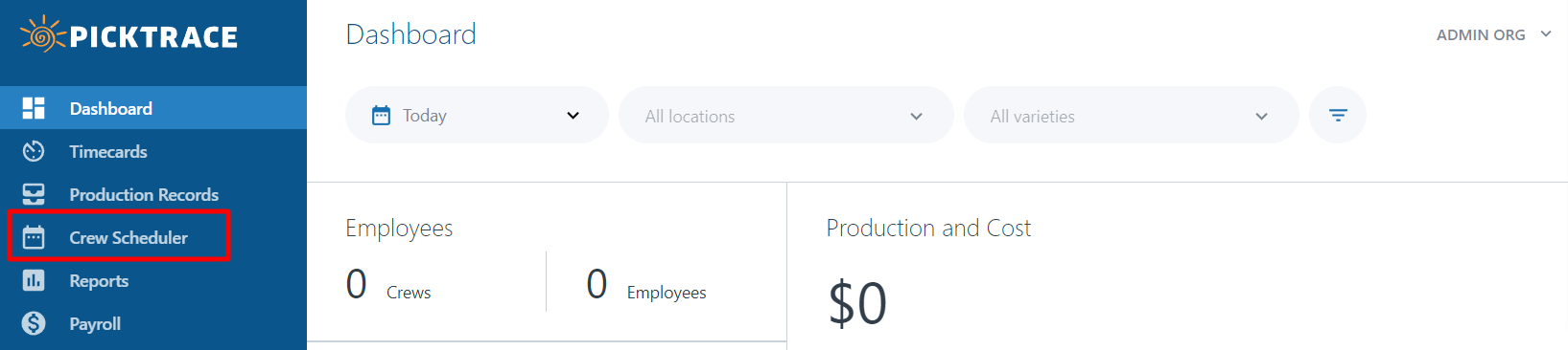 New Crew Scheduler UI – PickTrace EN