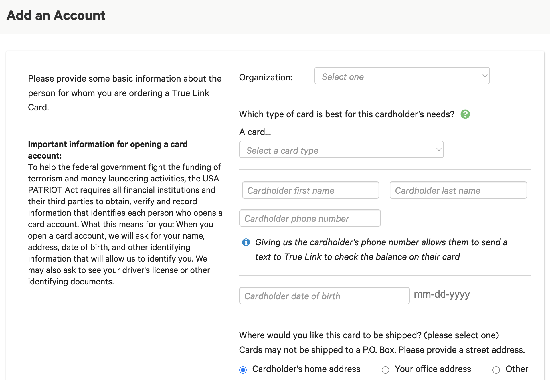 Order Additional Cards – True Link Financial