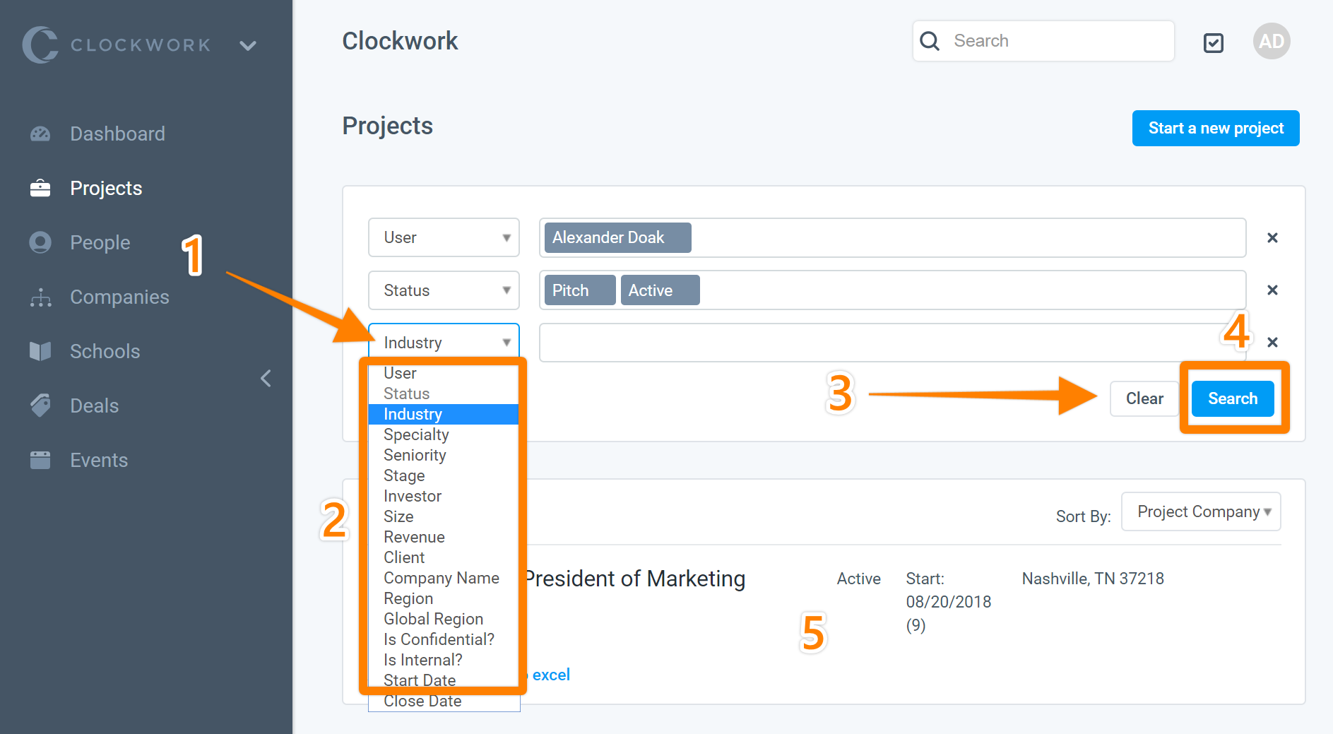 Search for Projects Using Criteria - Knowledge Base