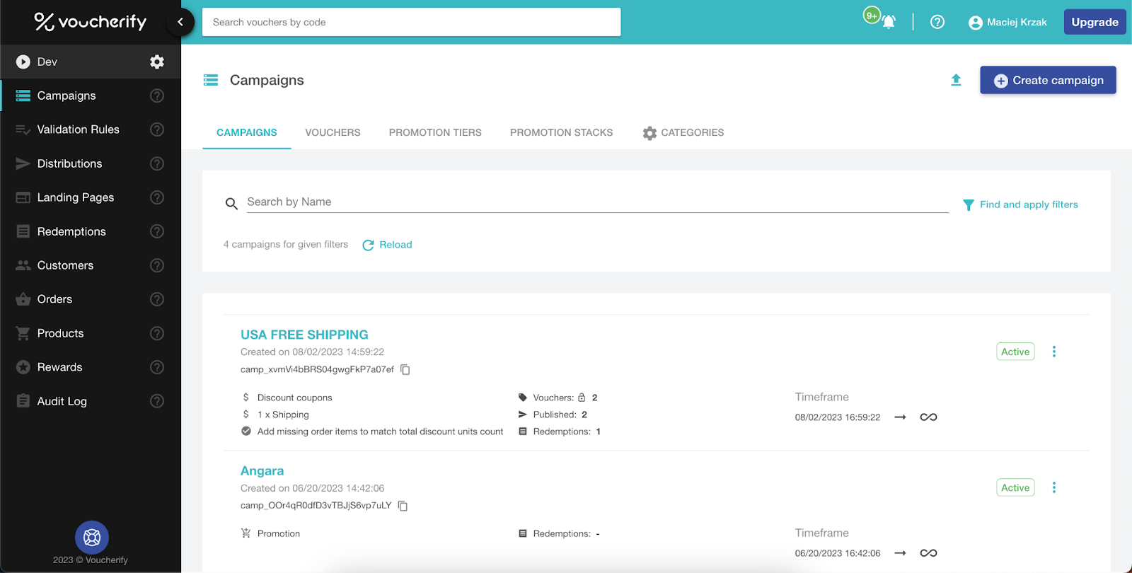 Voucherify Dashboard - Voucherify Support