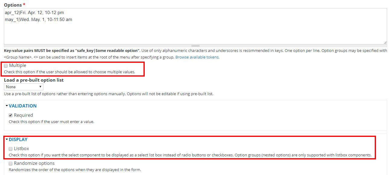Form Checkboxes Radio Buttons Select Lists Web Express Support