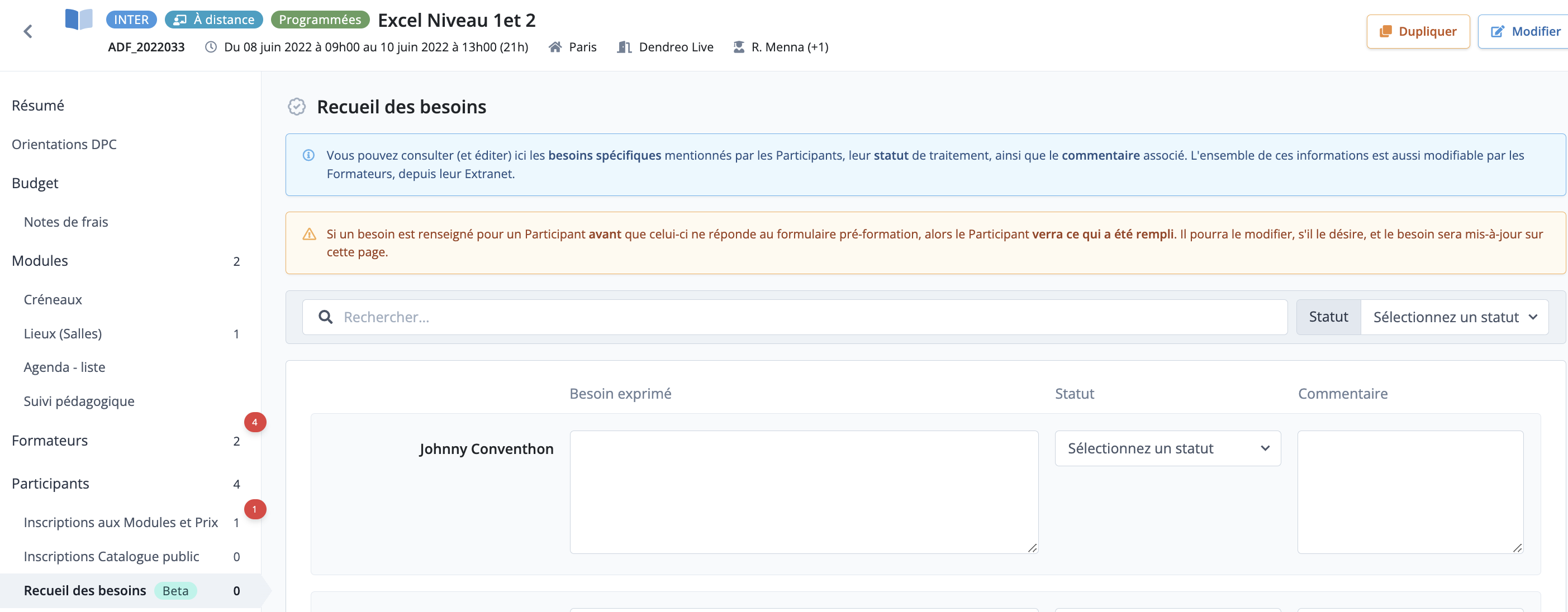Recueillir les besoins et attentes - Dendreo FAQ