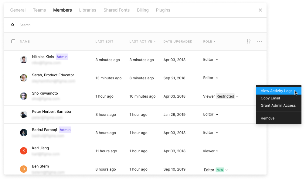 View and export Activity Logs in an Organization – Figma