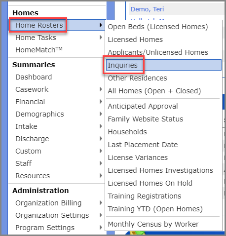 Adding a Home Inquiry – extendedReach