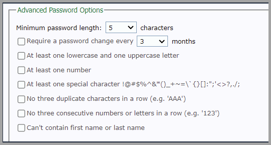 Advanced Password Settings – extendedReach
