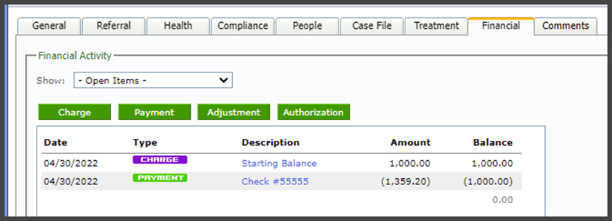Unapplied Payments with No Open Charges – extendedReach