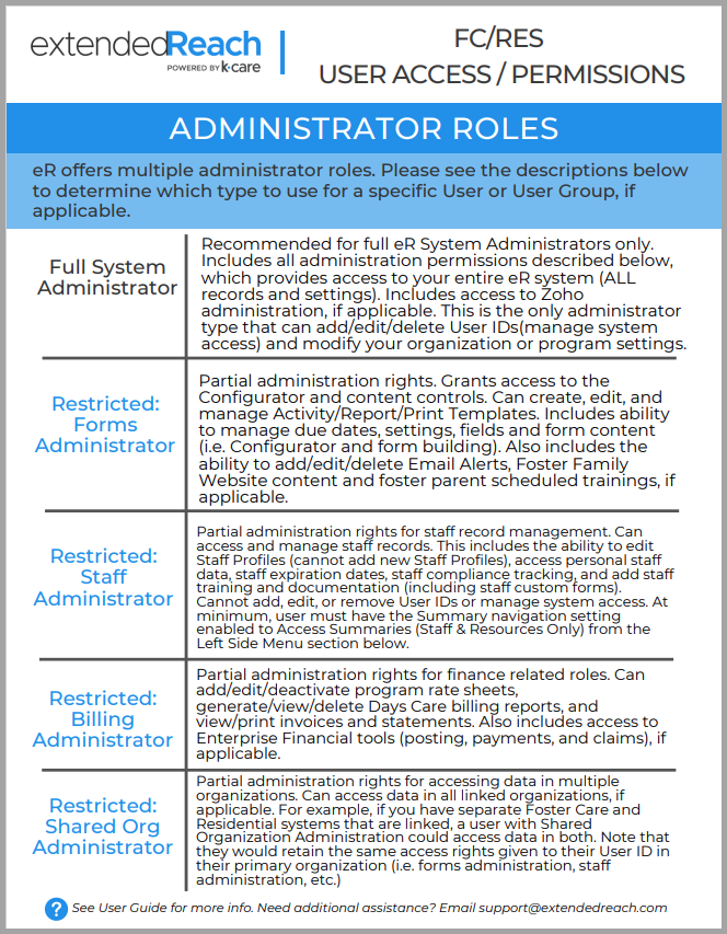 User Access / Permissions Guide – extendedReach