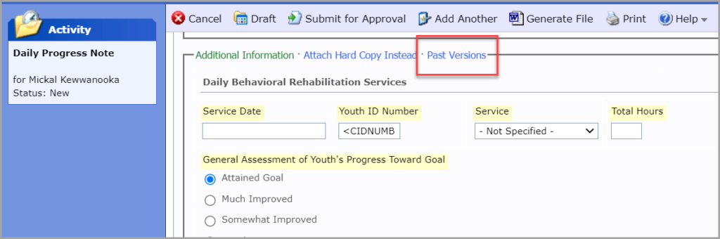 Past Versions for Custom Forms and Web Documents – extendedReach
