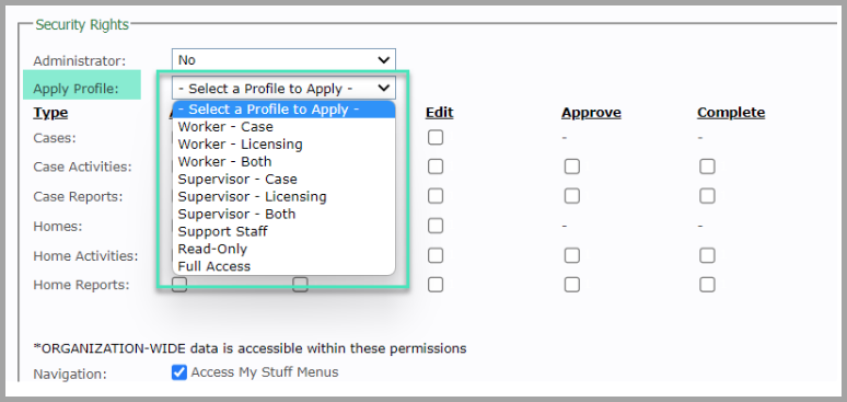 Foster Care - User Security Permissions – extendedReach
