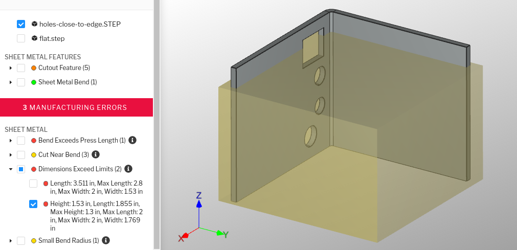 Sheet metal interrogation