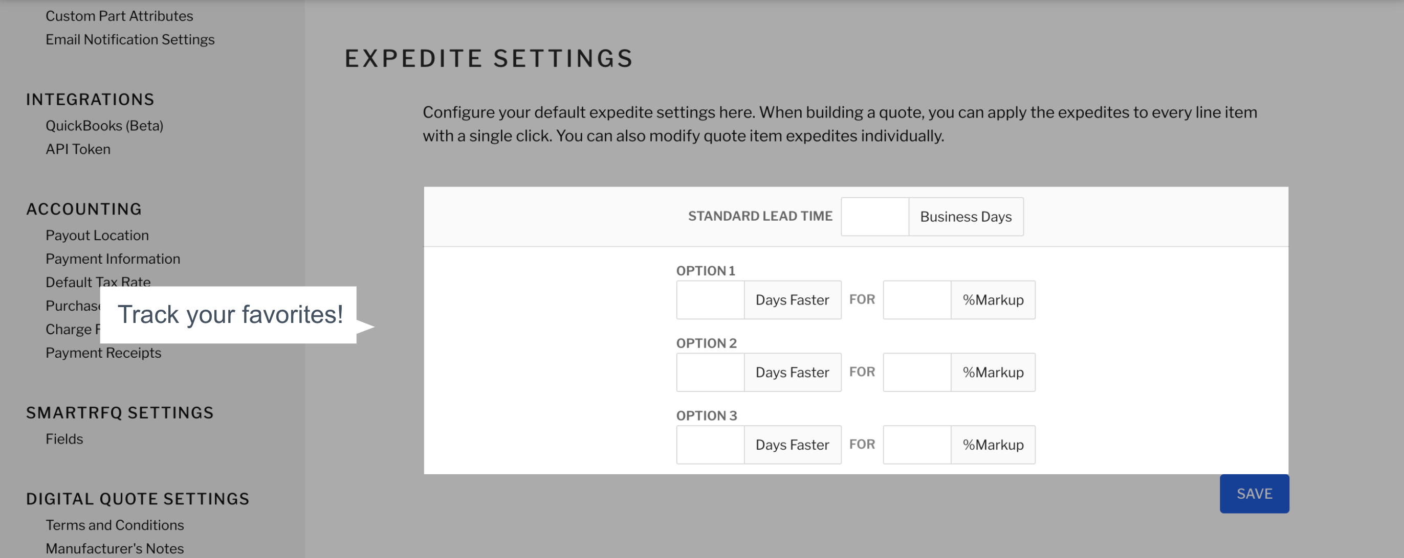 Digital Quote settings