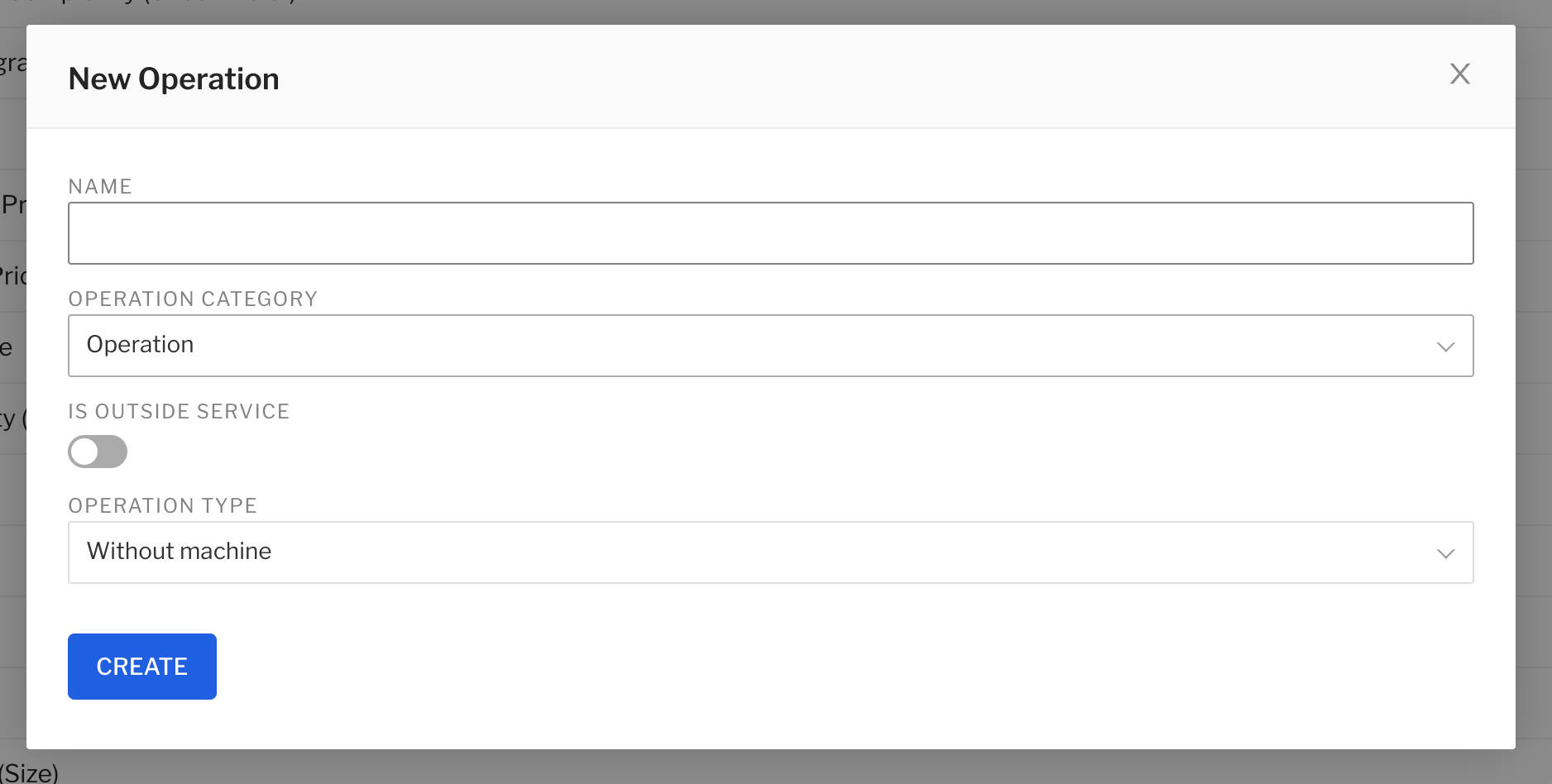 Setting up operations