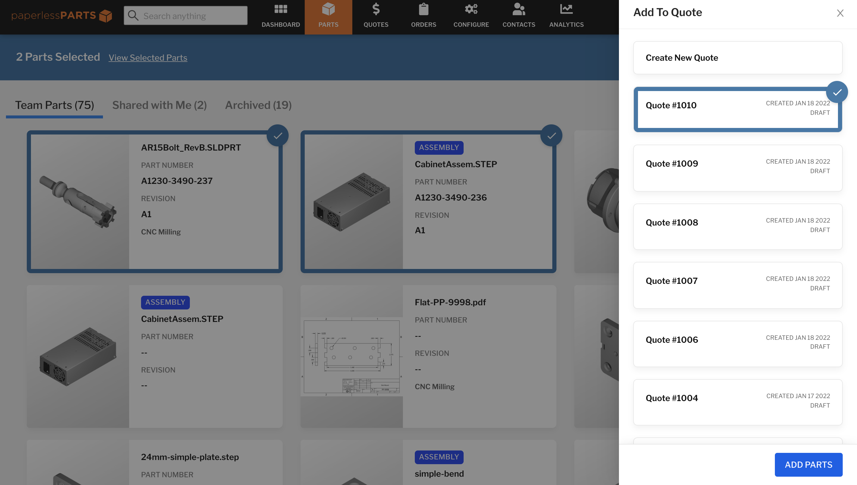 Navigate and manage the Part Library