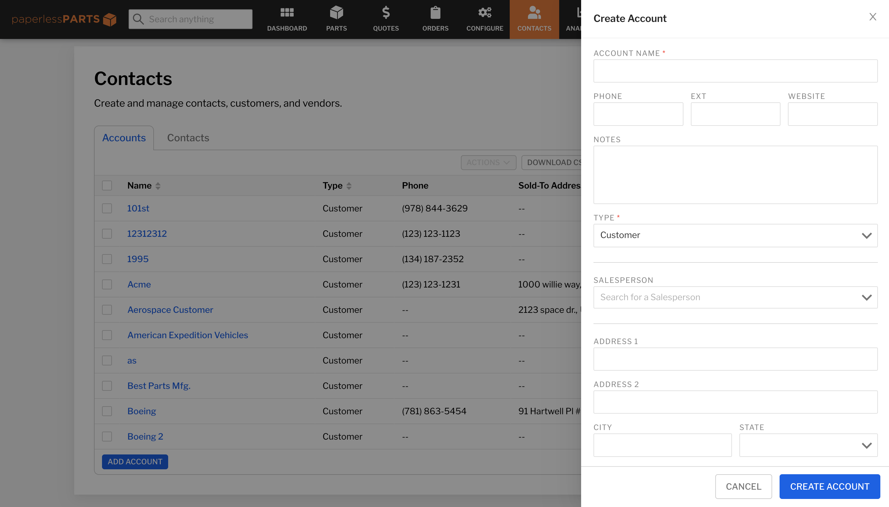 Accounts and contacts