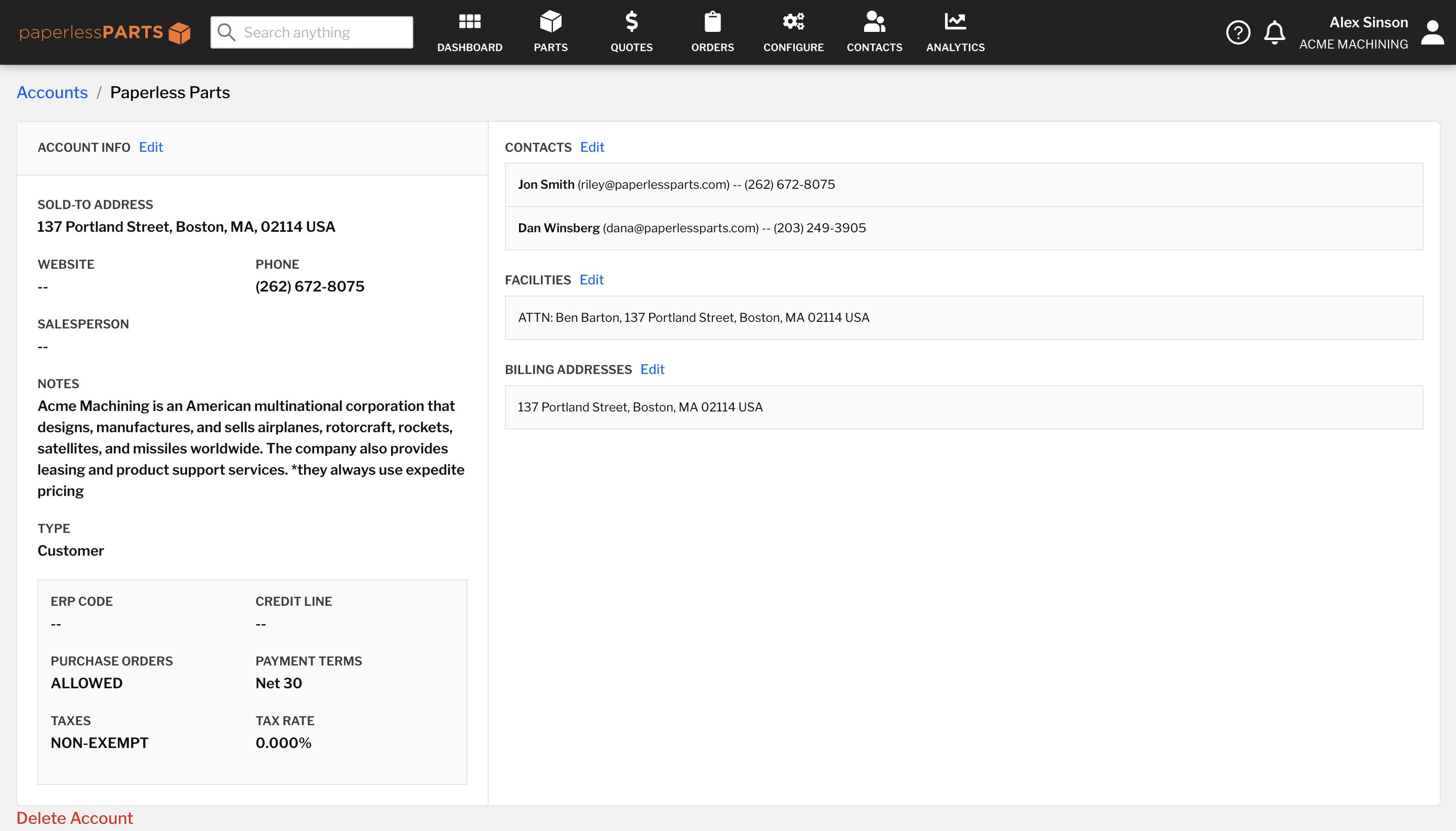 Accounts and contacts