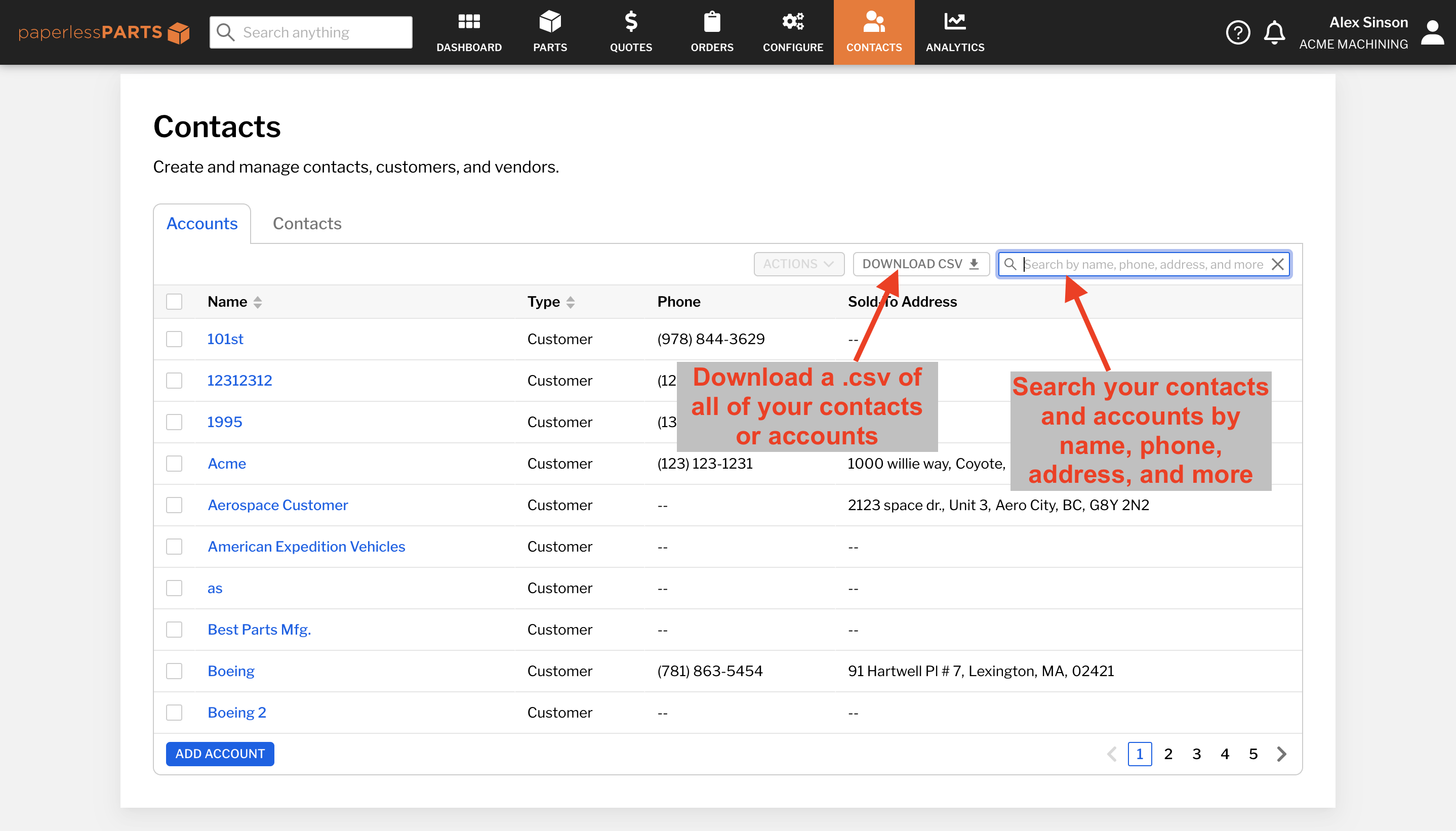 Accounts and contacts