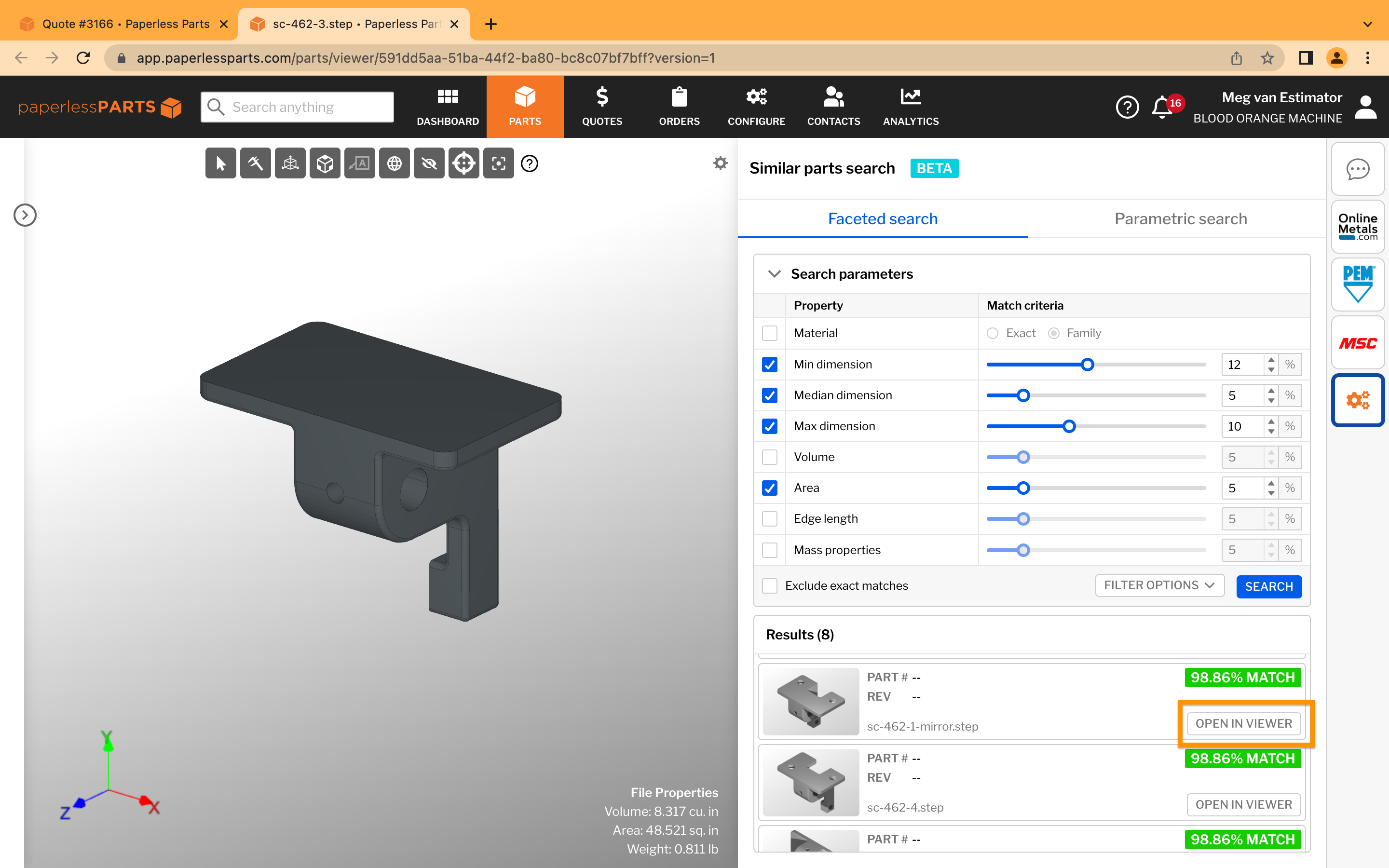 Similar parts search (BETA)