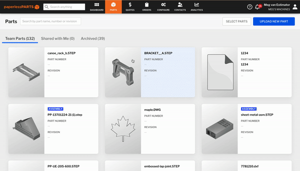 Navigate and manage the Part Library