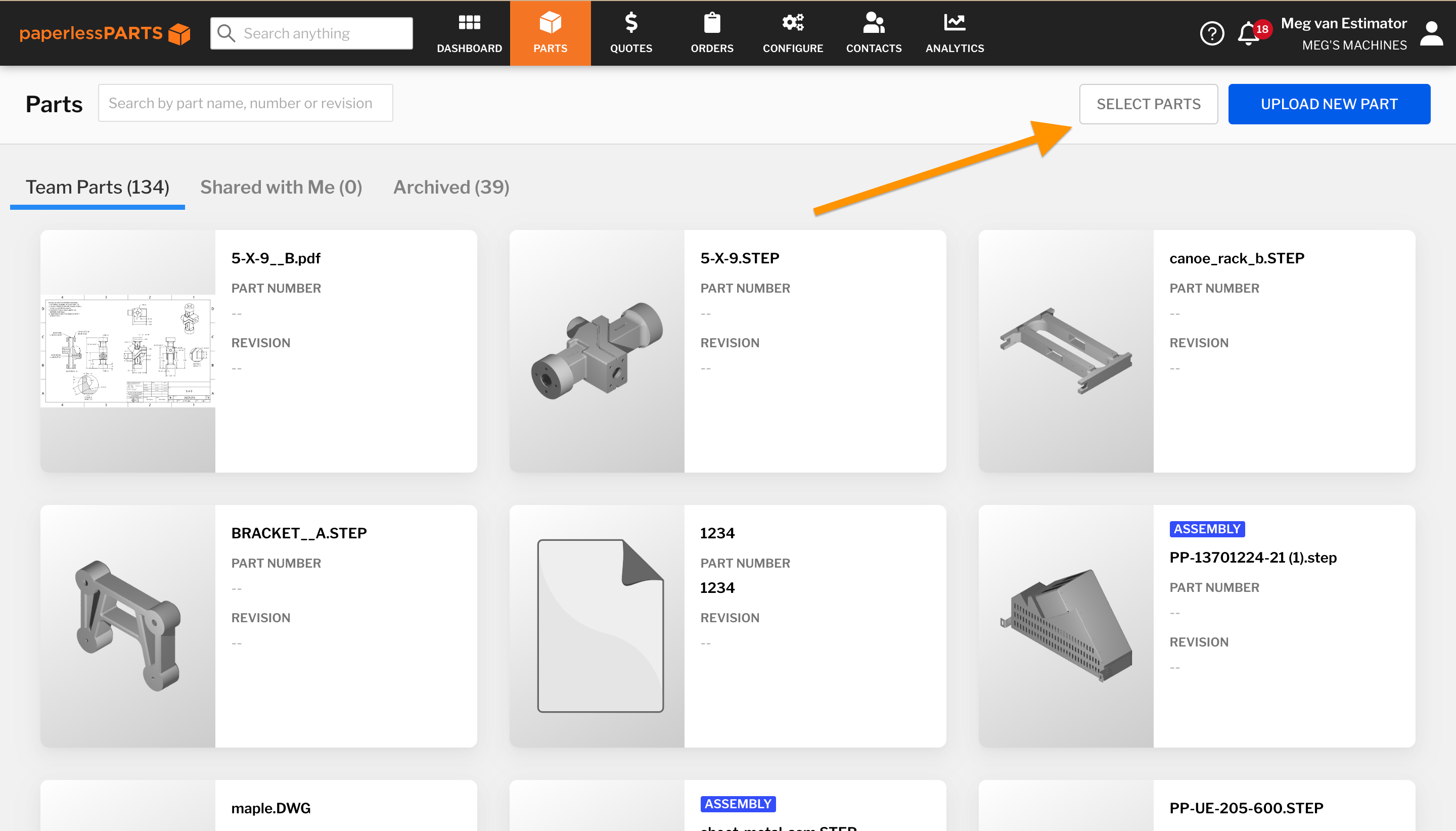 Navigate and manage the Part Library