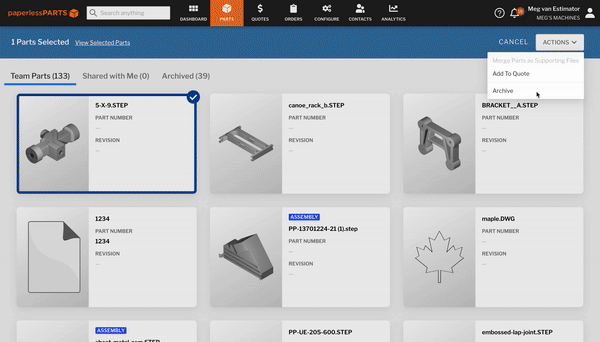 Navigate and manage the Part Library