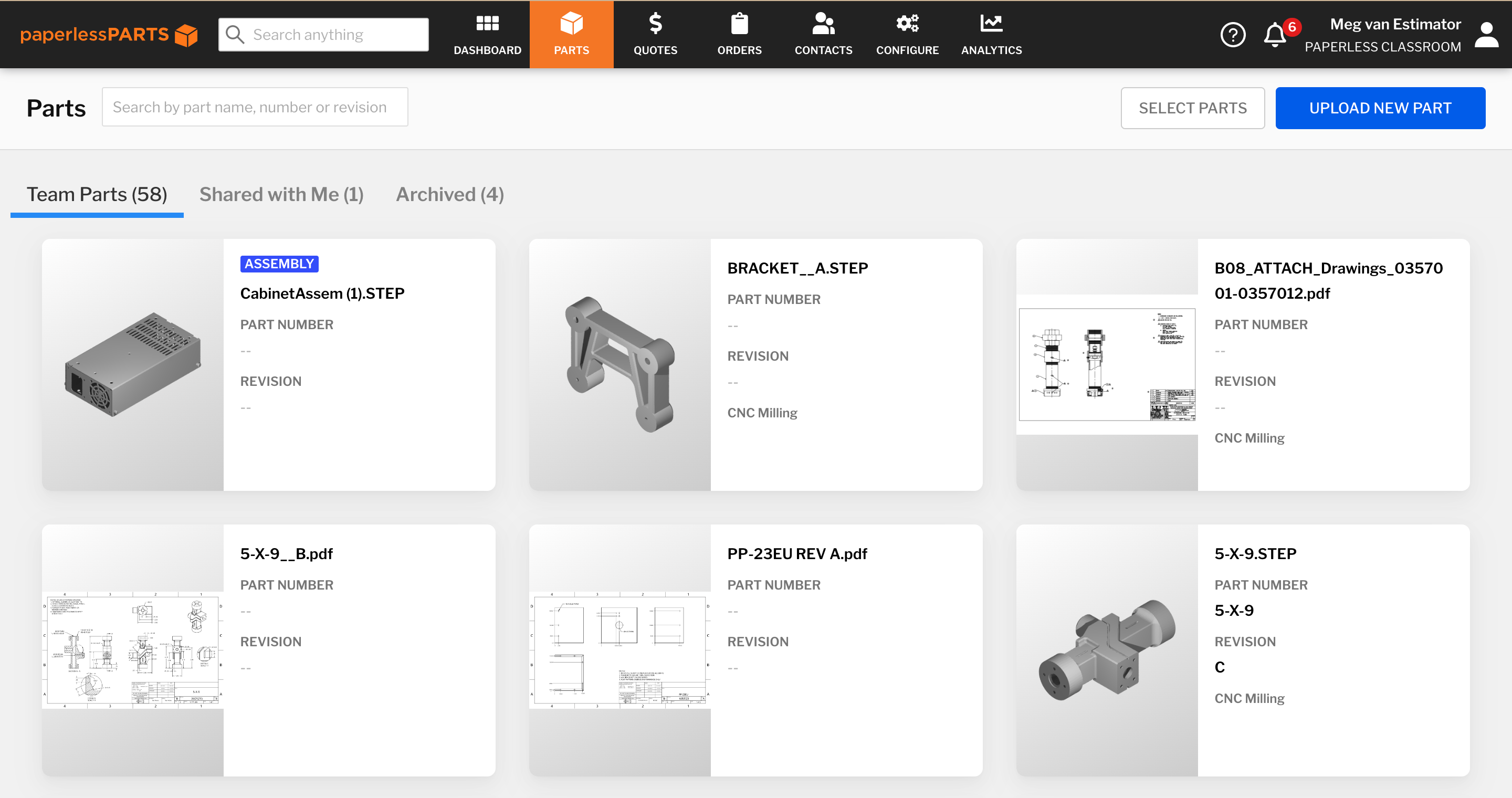 Navigate and manage the Part Library