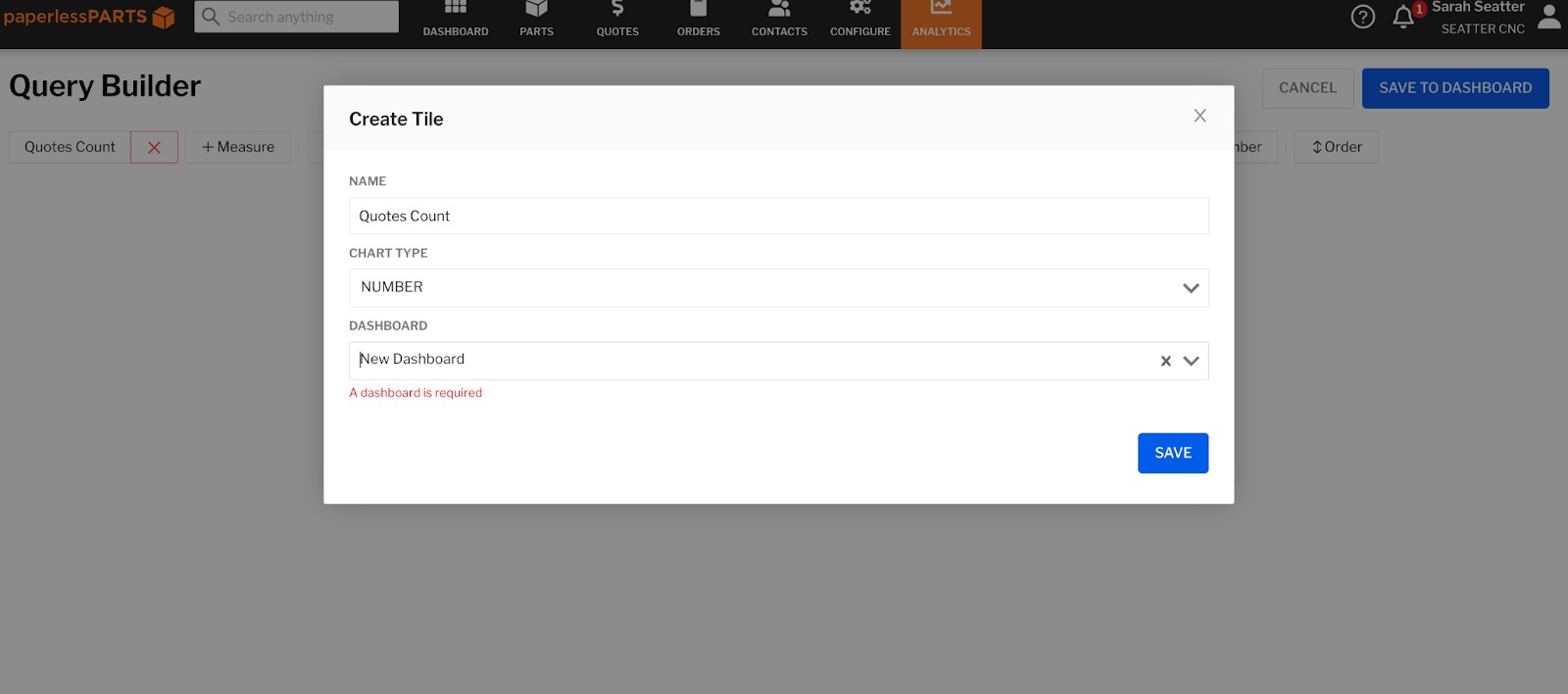 Setting up an analytics dashboard