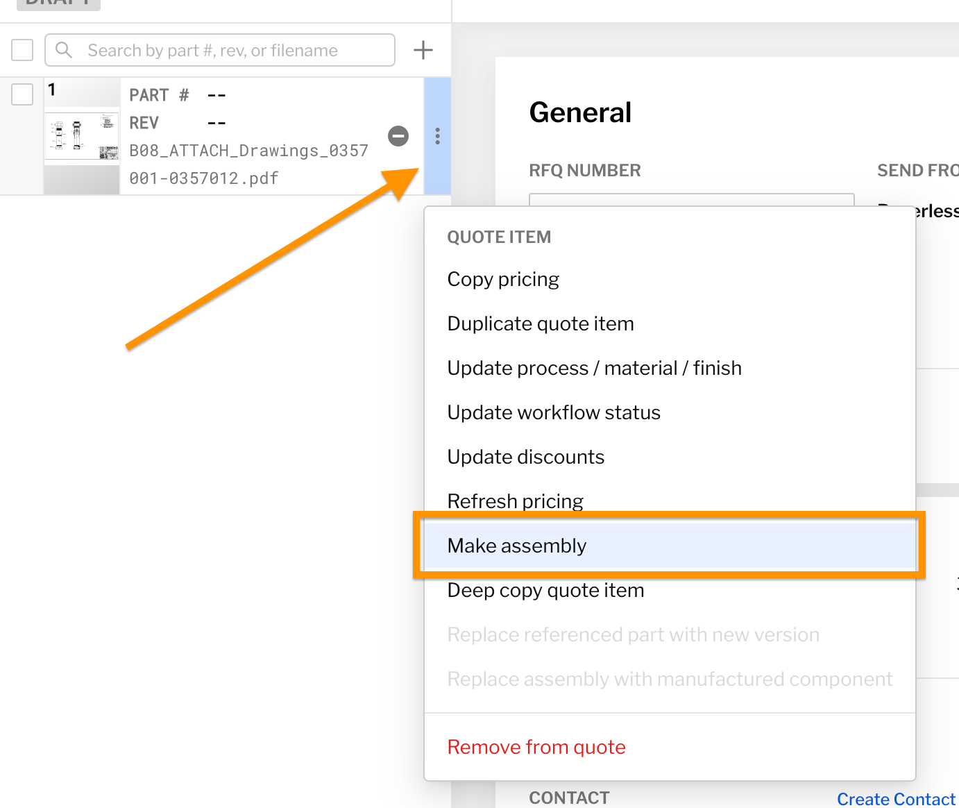 Quoting an assembly part from a PDF