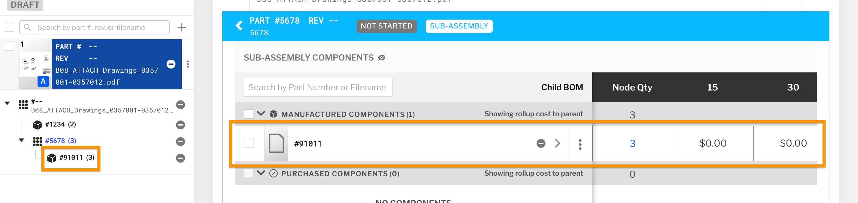 Quoting an assembly part from a PDF