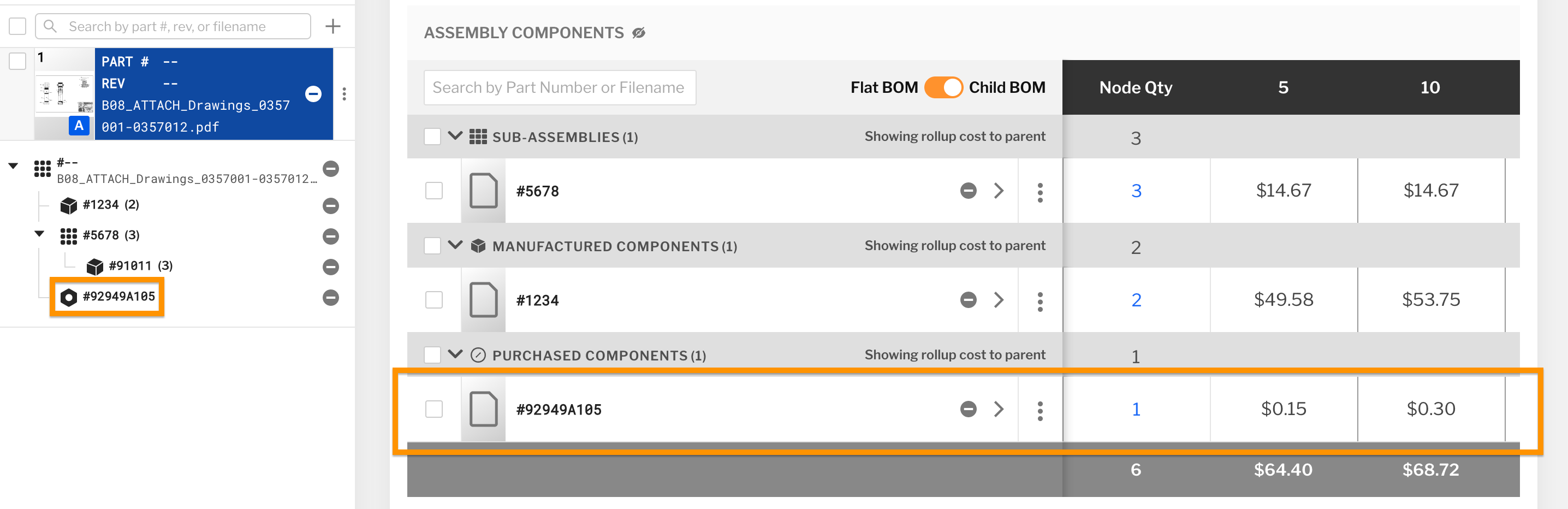 Quoting an assembly part from a PDF