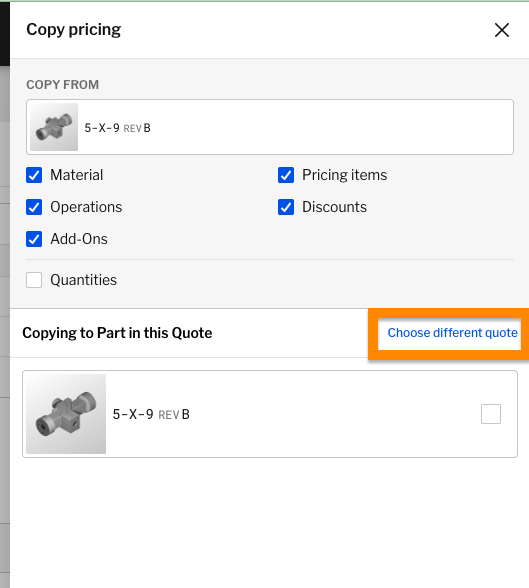 How do I copy pricing between quote items?