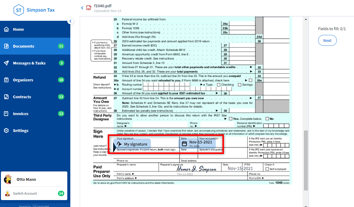 Signatures (Basic): Request E-Signatures from Clients - TaxDome Help Center
