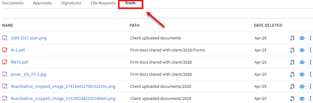 Docs (Basic): Delete or Restore Files & Folders - TaxDome Help Center