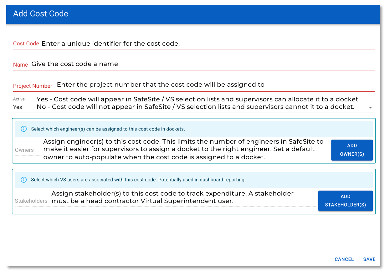 Create a New Cost Code - Virtual Superintendent Knowledge Base