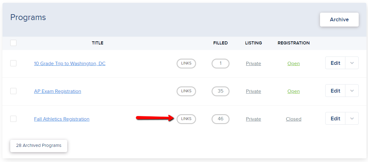 Student Registration - Links to Landing Page or Registration Form