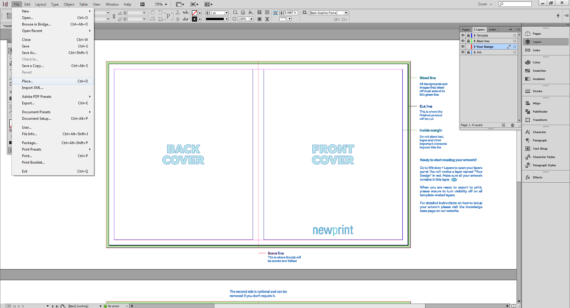How to use the Adobe InDesign (.idml) Template from Newprint | Newprint ...